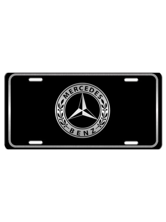 Accents | Vintage Mercedesbenz Logo On Black Metal Aluminum License ...
